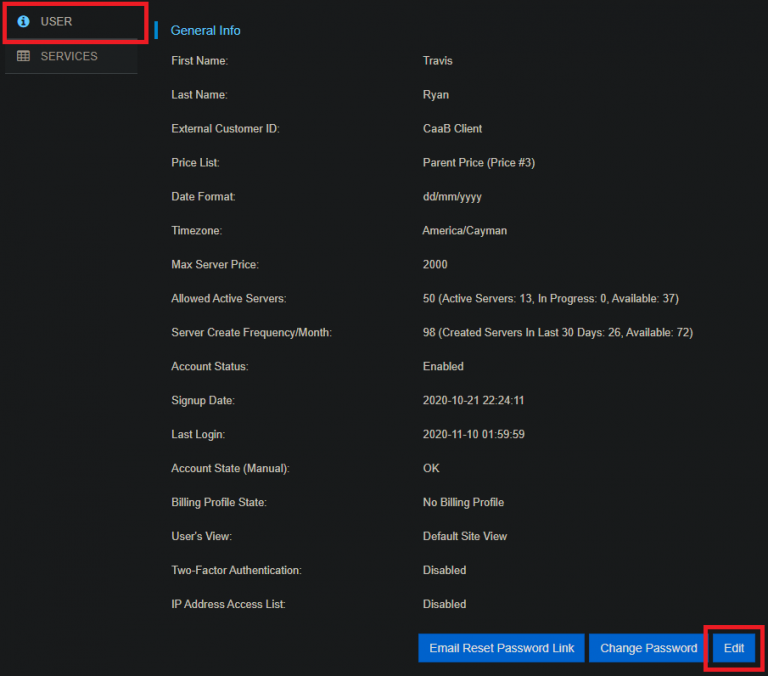 Assign User Customer ID - CaaB