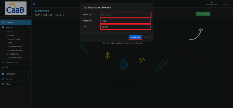 Create Module in Dashboard - My Cloud - CaaB