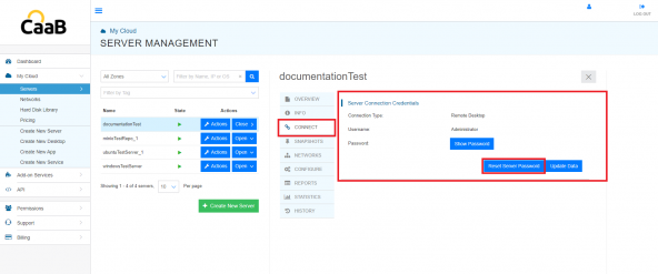 Reset Server Password - CaaB